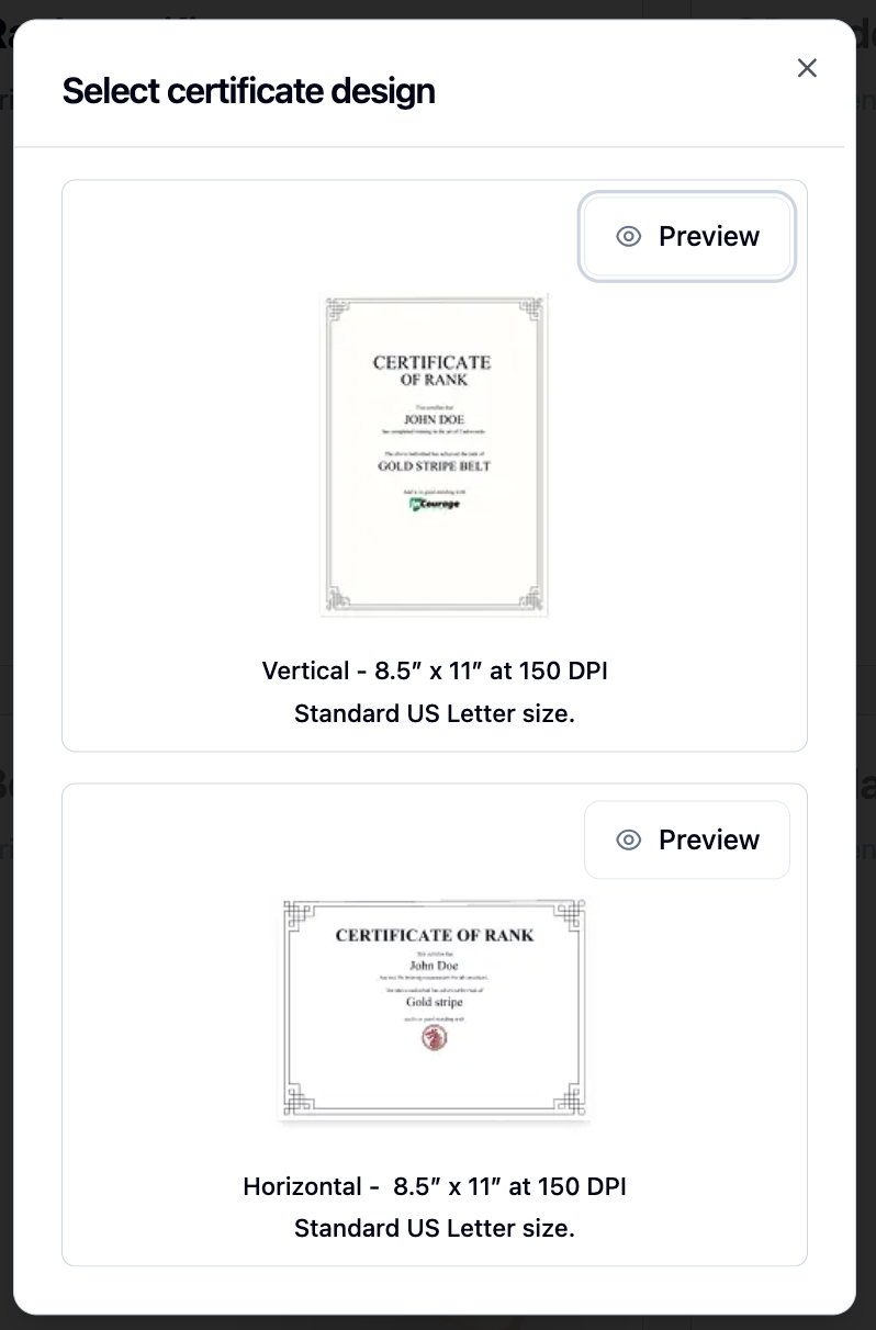 V2: Print Center > Rank Certificates