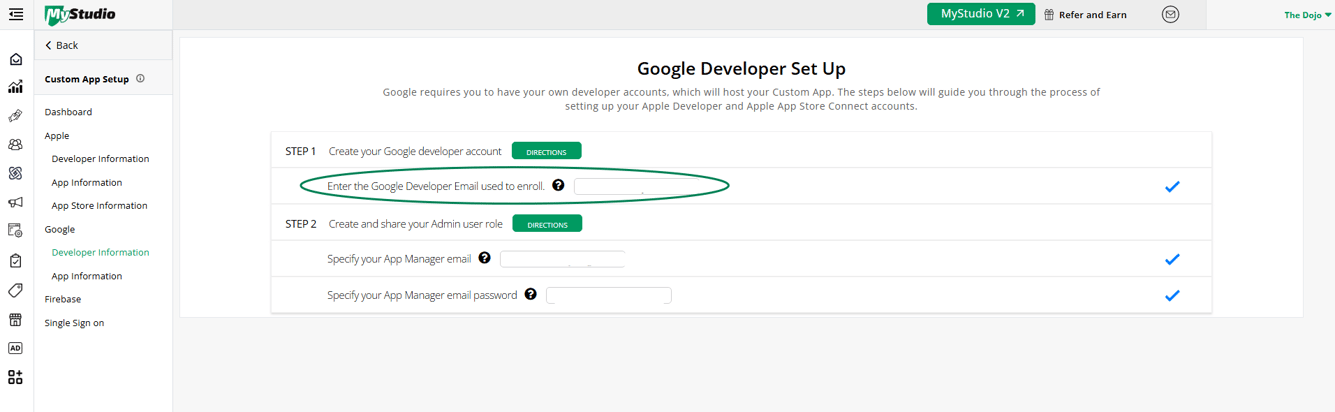Custom app: Google Developer