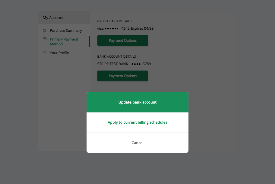 Member app: “My account” (Web app version)