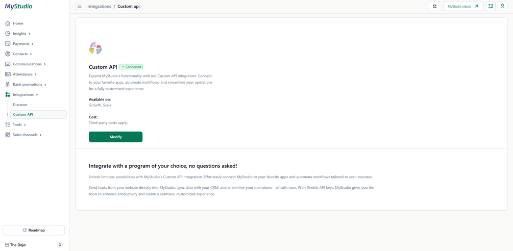 Custom API and iFrame