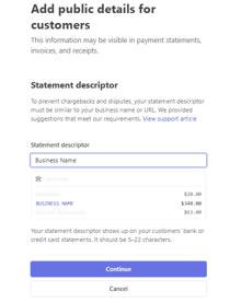 Stripe statement descriptor