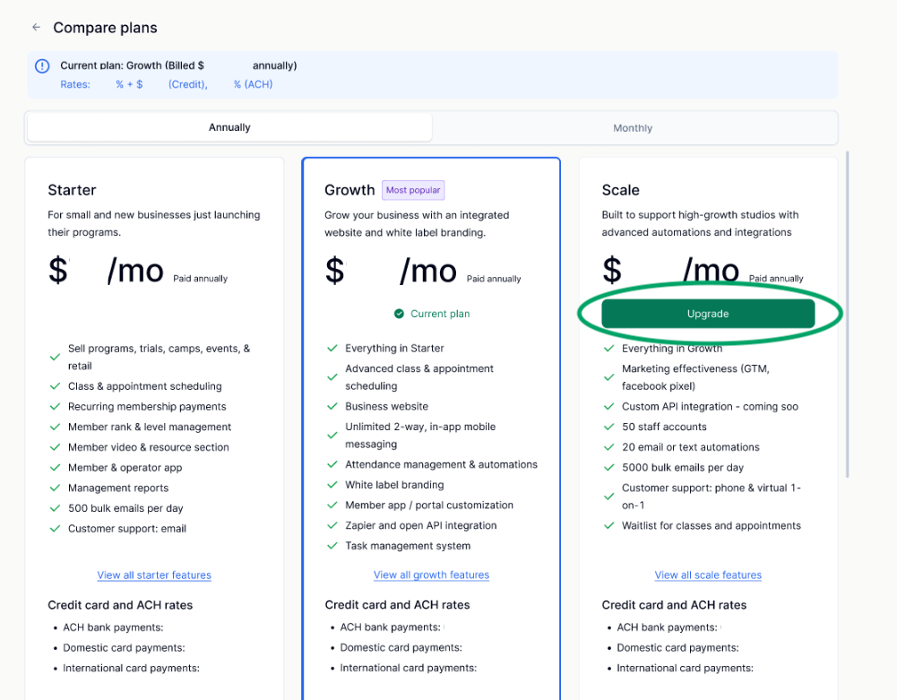 V2: Settings > Plan and billing